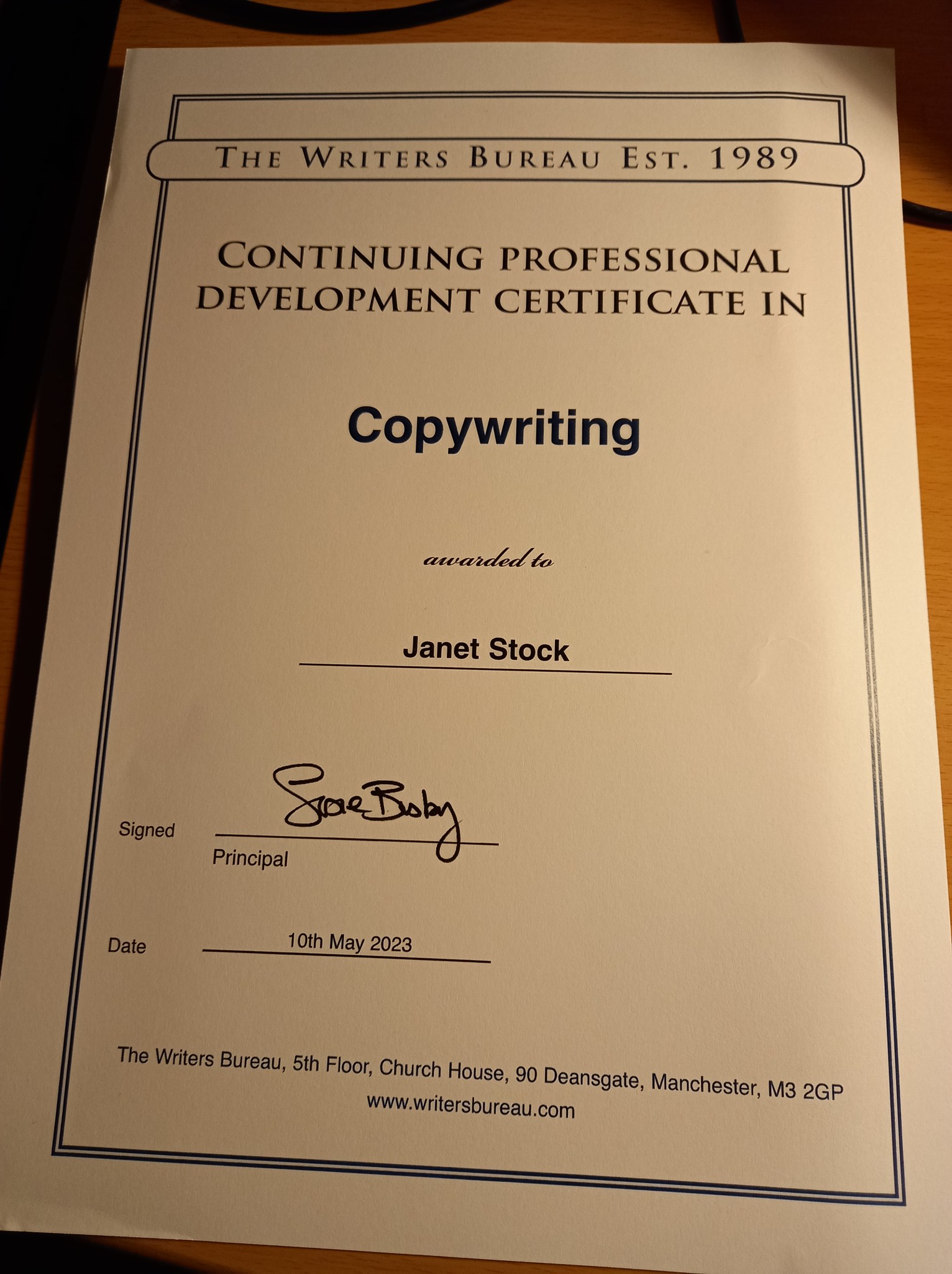 Continuing Professional Development Certificate in Copywriting. – Janet ...